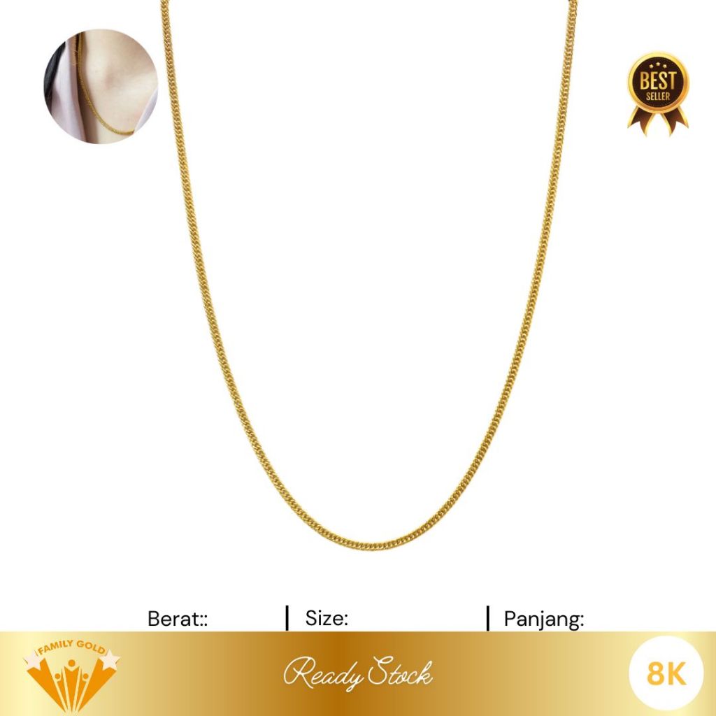 Kalung Emas Kadar 8K Model Reguler Rantai Family Gold | Toko Emas Family