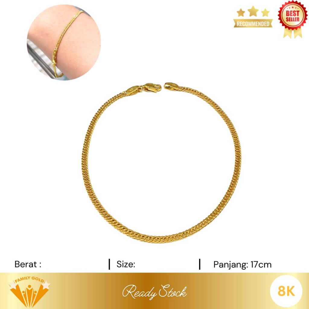 Gelang Emas Kadar 8K Model Light Rantai Family Gold | Toko Emas Family
