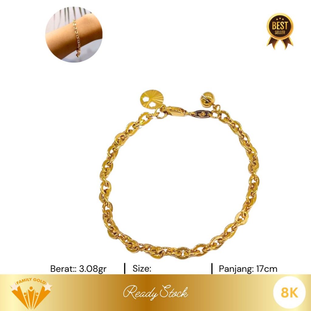 Gelang Emas Kadar 8K Model Stylish Nori Family Gold | Toko Emas Family