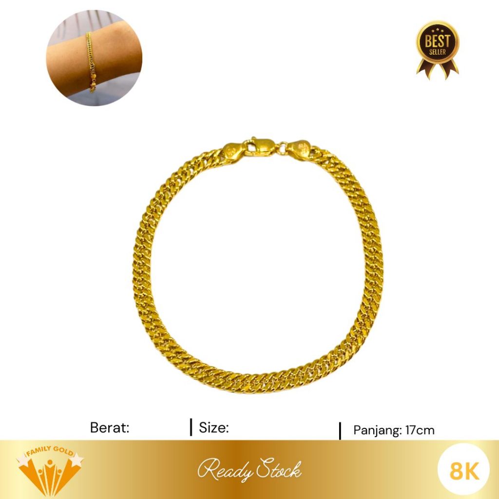 Gelang Emas Kadar 8K Model Stylish Rantai Family Gold | Toko Emas Family