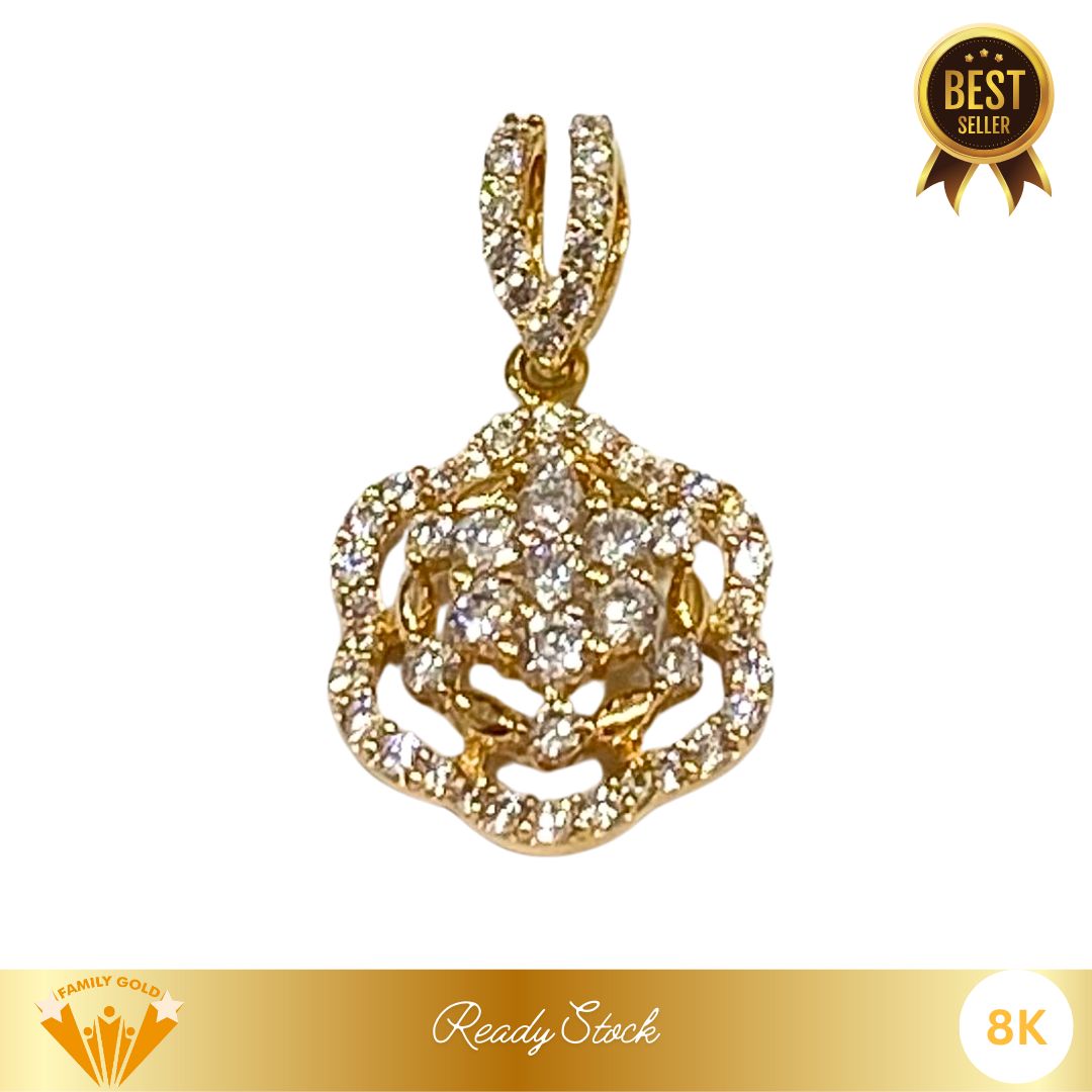 Liontin Emas Kadar 8K Model Wide Frozen Flower Family Gold | Toko Emas ...