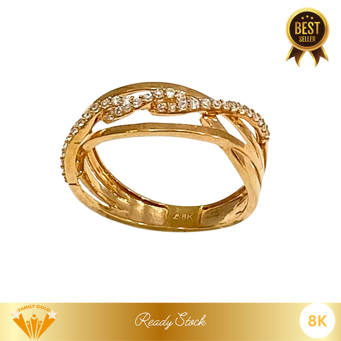 Cincin Emas Kadar 8K Model Wide Double Wave Family Gold | Toko Emas Family