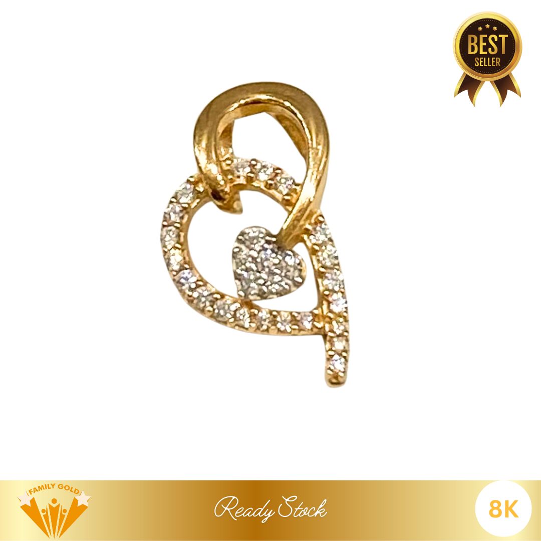Liontin Emas Kadar 8K Model Insert Twist Heart Family Gold | Toko Emas ...