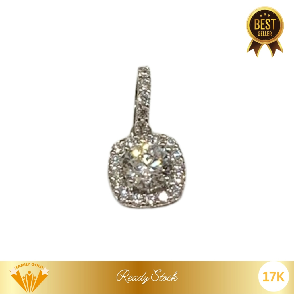 Liontin Emas White Gold Kadar 17K Model Solitaire Square Classic Family ...