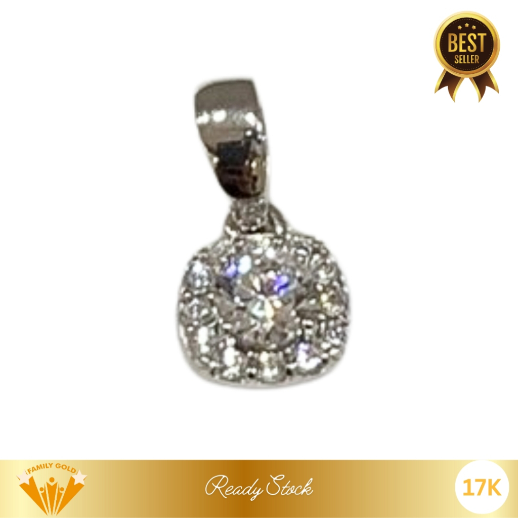 Liontin Emas White Gold Kadar 17K Model Tiny Solitaire Square Family ...