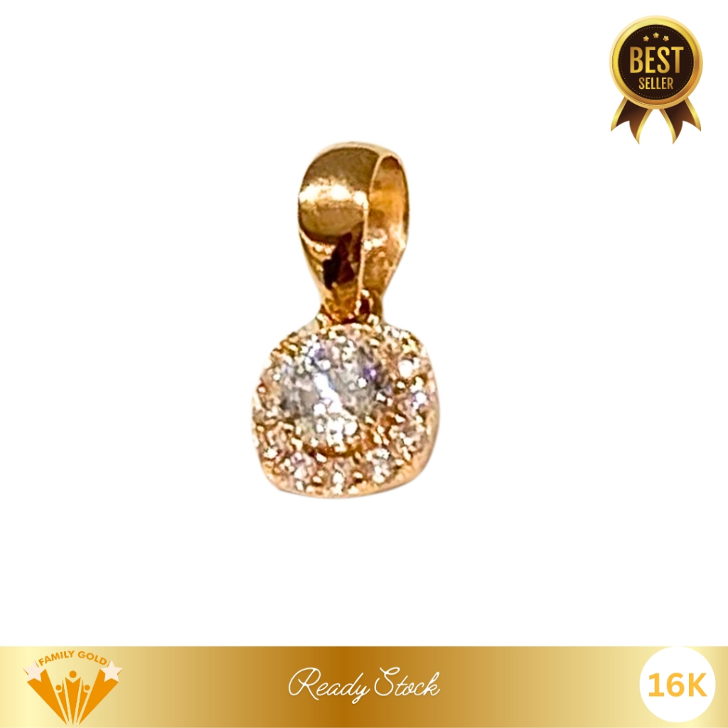 Liontin Emas Kadar 16K Model Tiny Solitaire Square Family Gold | Toko ...