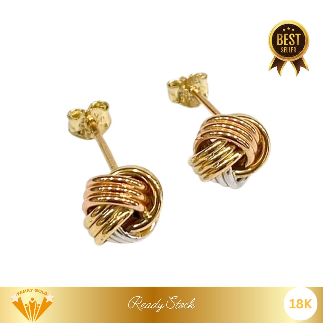 Anting Emas Kadar 18K Model Stud Korean Knot Series Family Gold | Toko ...