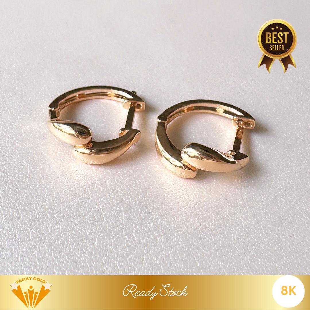 Anting Emas Kadar 8K Model Hoop Donat B*tega Family Gold | Toko Emas Family