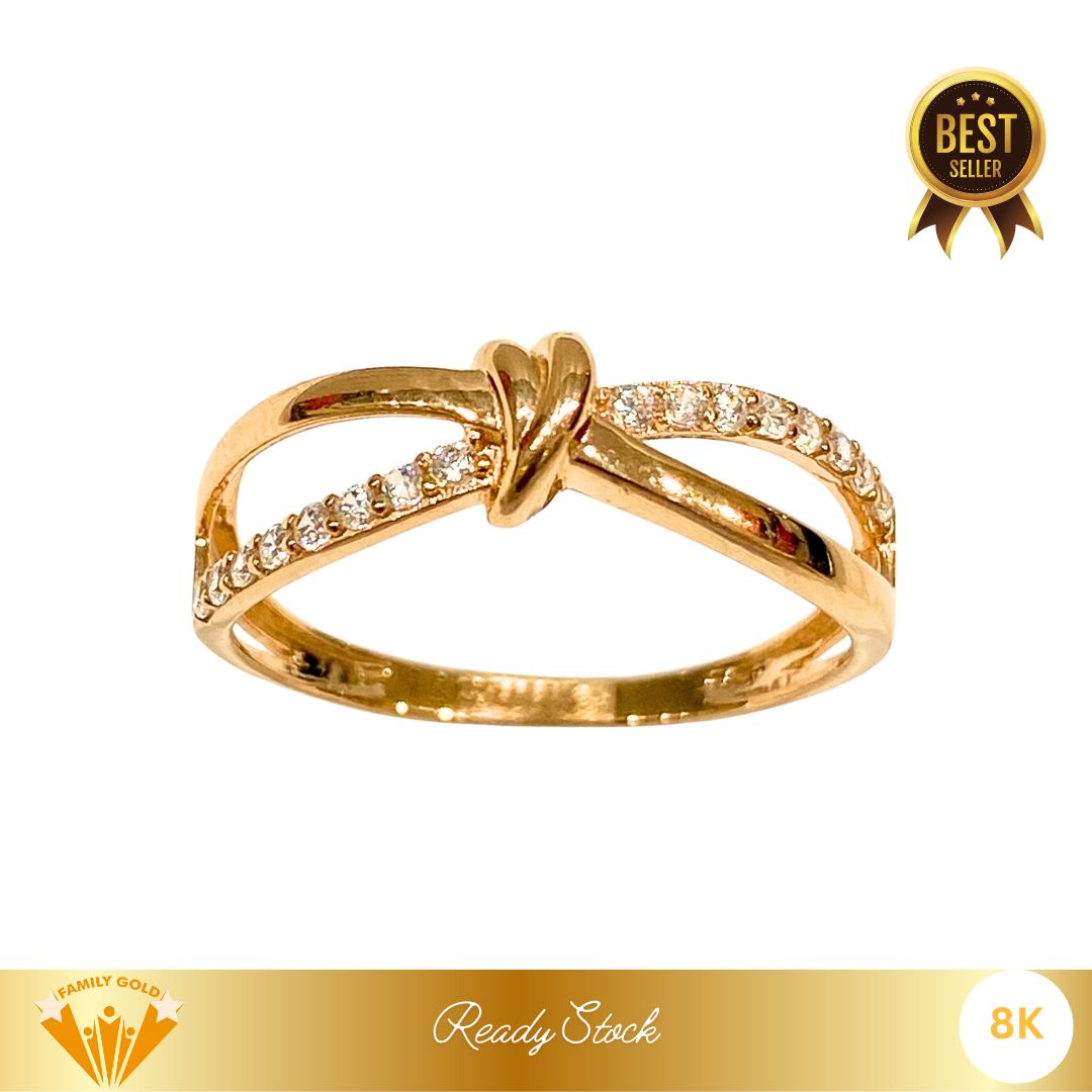 Cincin Emas Kadar 8K Model Wave X Knot Family Gold | Toko Emas Family